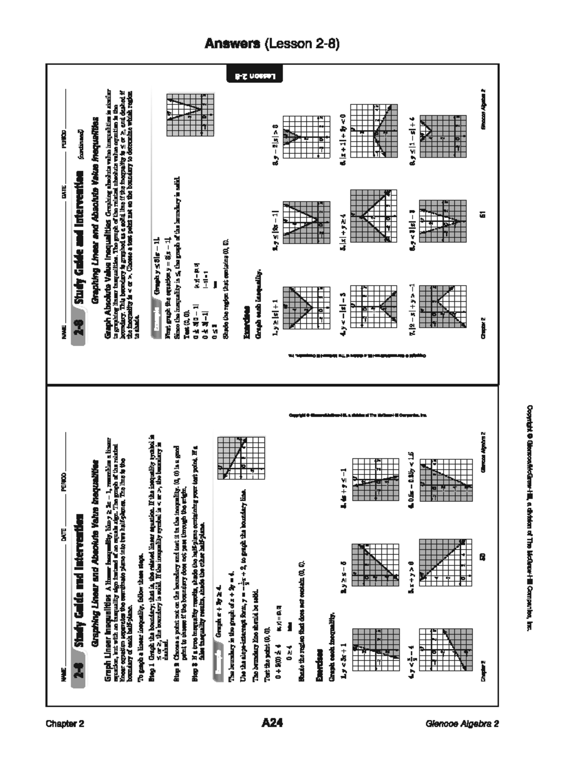 Chapter 2 Study Guide: Graphing Linear & Absolute Value Inequalities ...