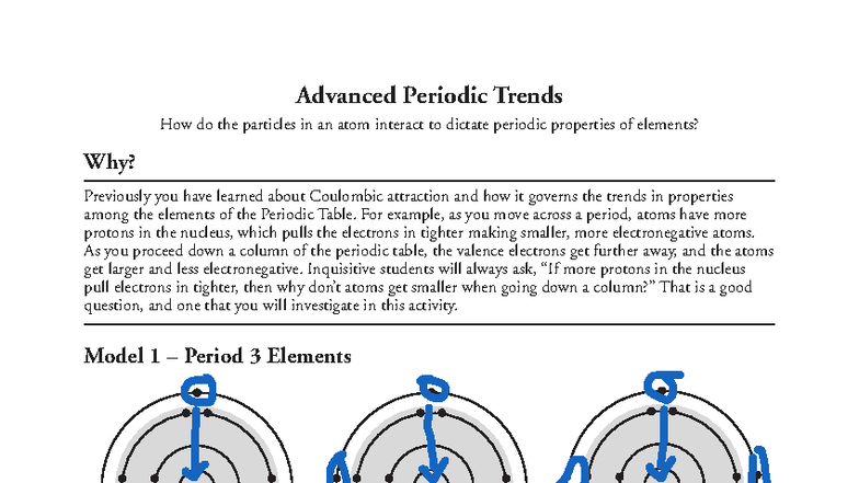 POGIL - 5 Advanced Periodic Trends: Understanding Atomic Interactions ...
