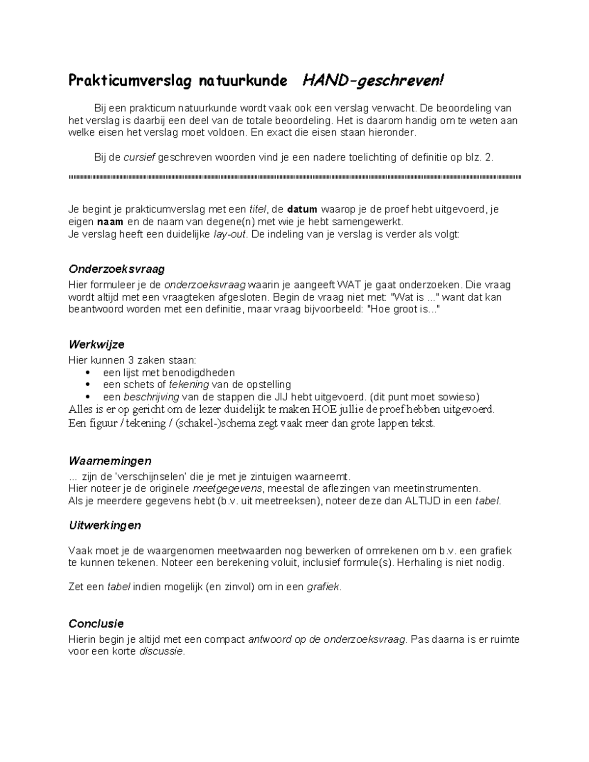 Prakticumverslag Natuurkunde: Handleiding voor Structuur en Inhoud ...
