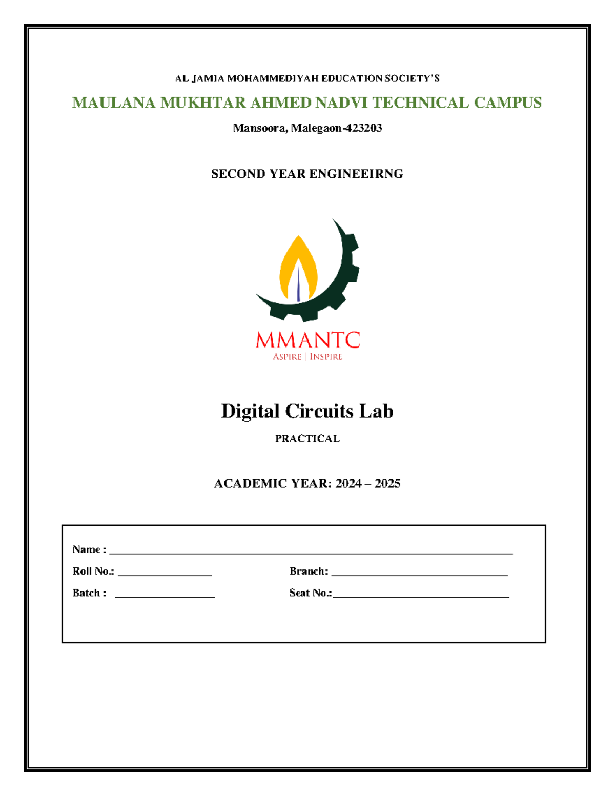 Digital Circuits Lab Manual (DC SE E&TC) - 2nd Year Engineering - Studocu