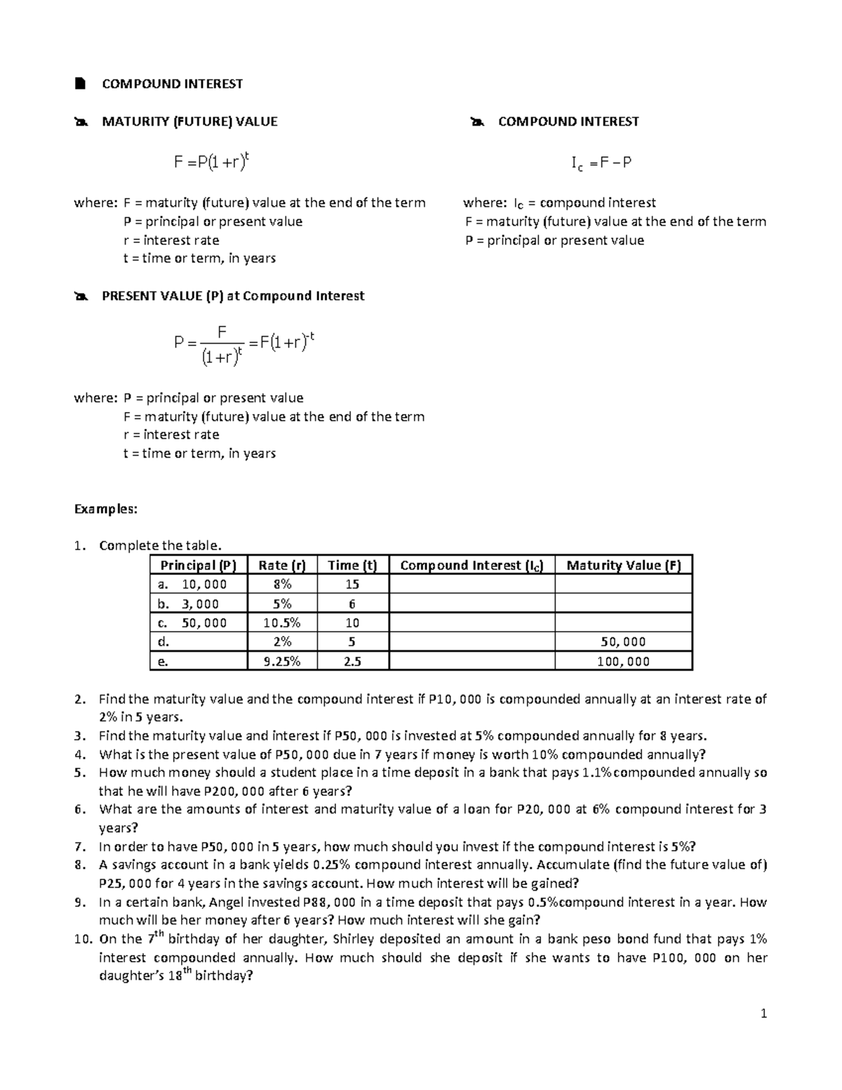 Compound Interest Concepts - Lecture Notes (Course Code: FIN101) - Studocu