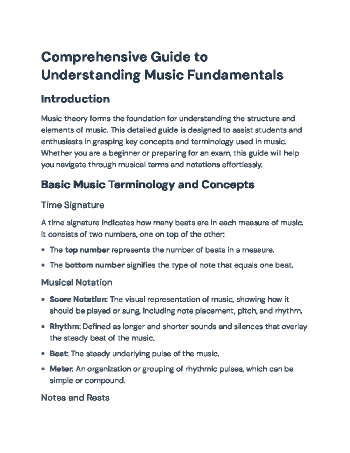 Comprehensive Guide to Music Fundamentals for Exam Preparation ...
