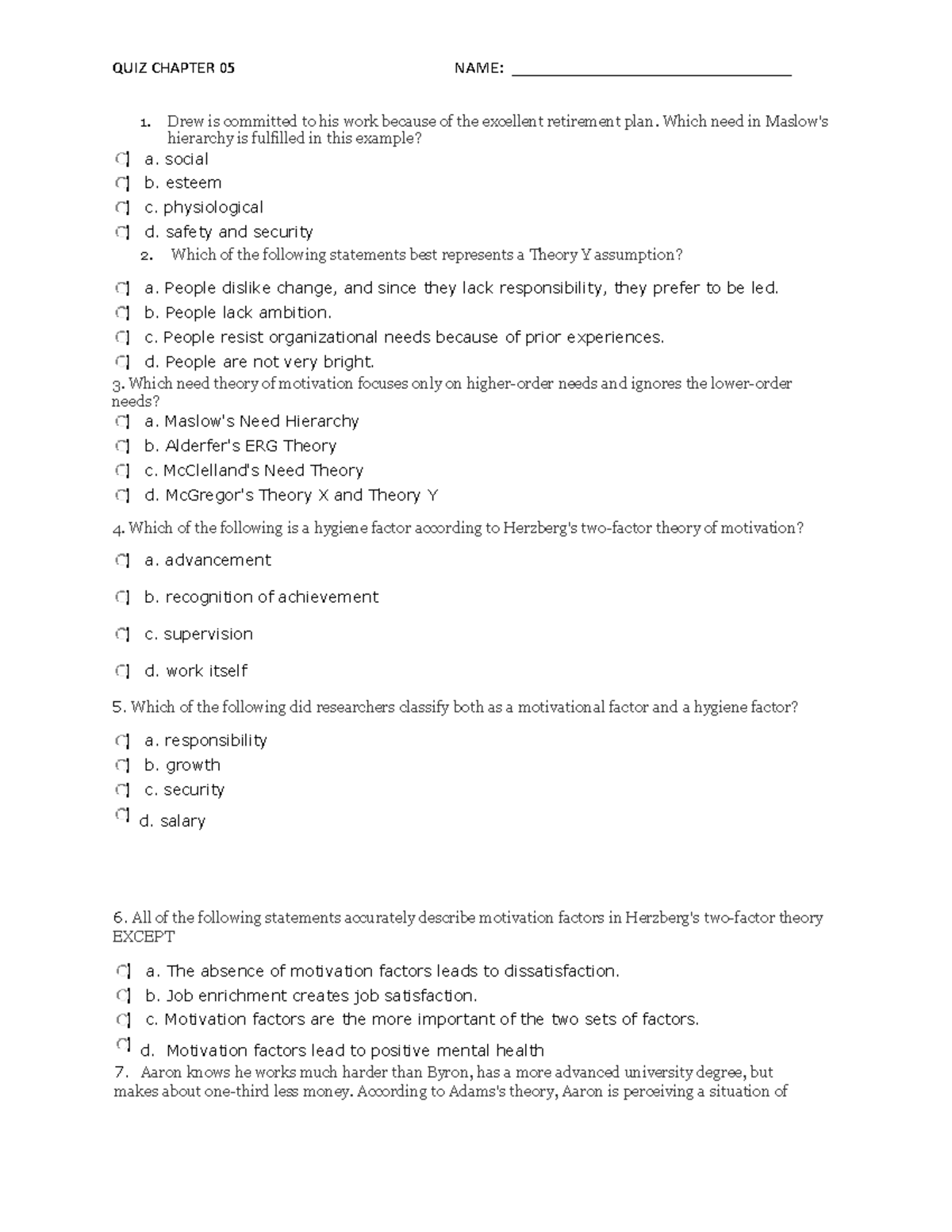 Quiz on Chapter 5: Understanding Motivation Theories (Psych 101) - Studocu