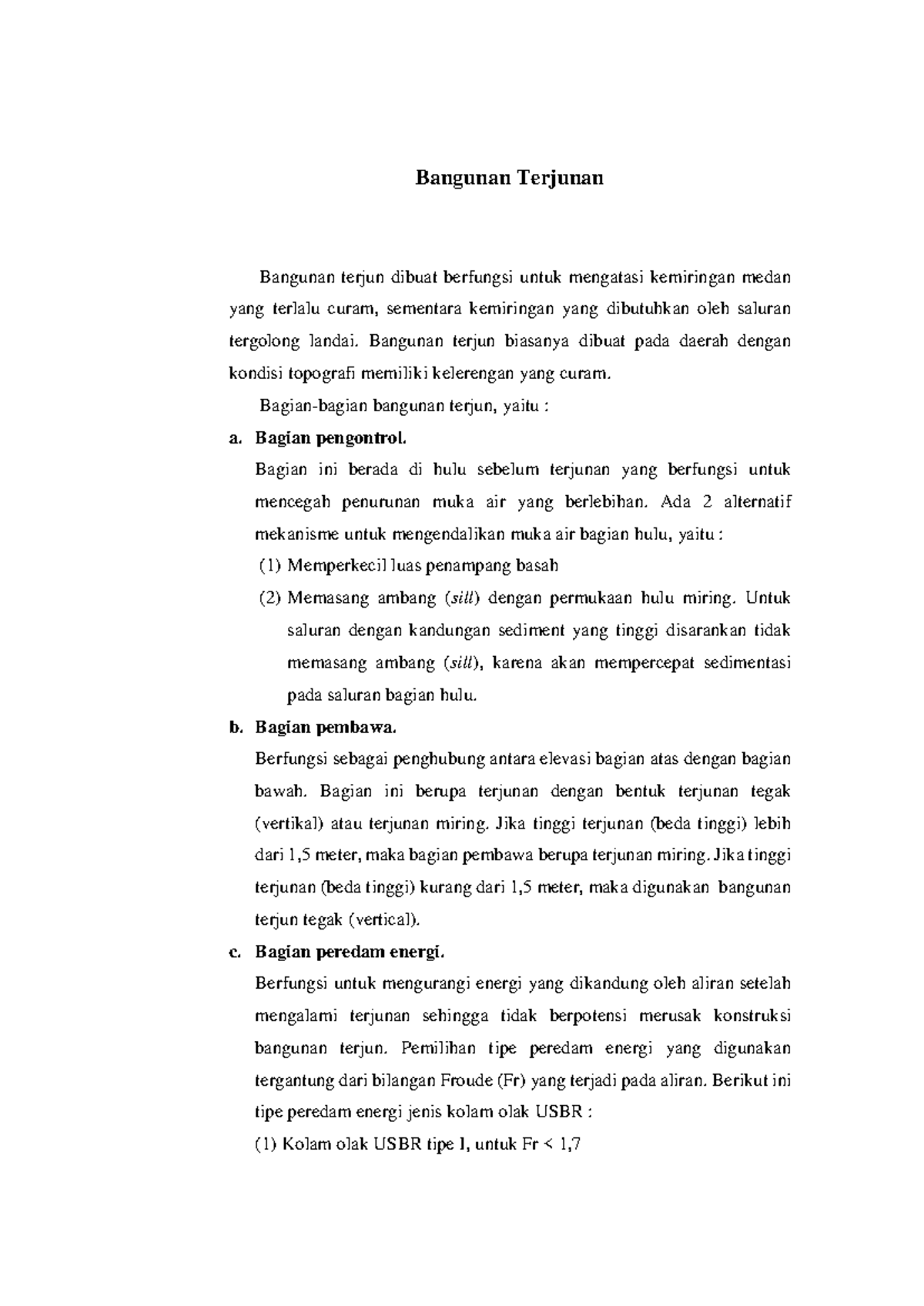 8. Bangunan Terjunan: Rincian dan Fungsi dalam Jaringan Irigasi 2 - Studocu