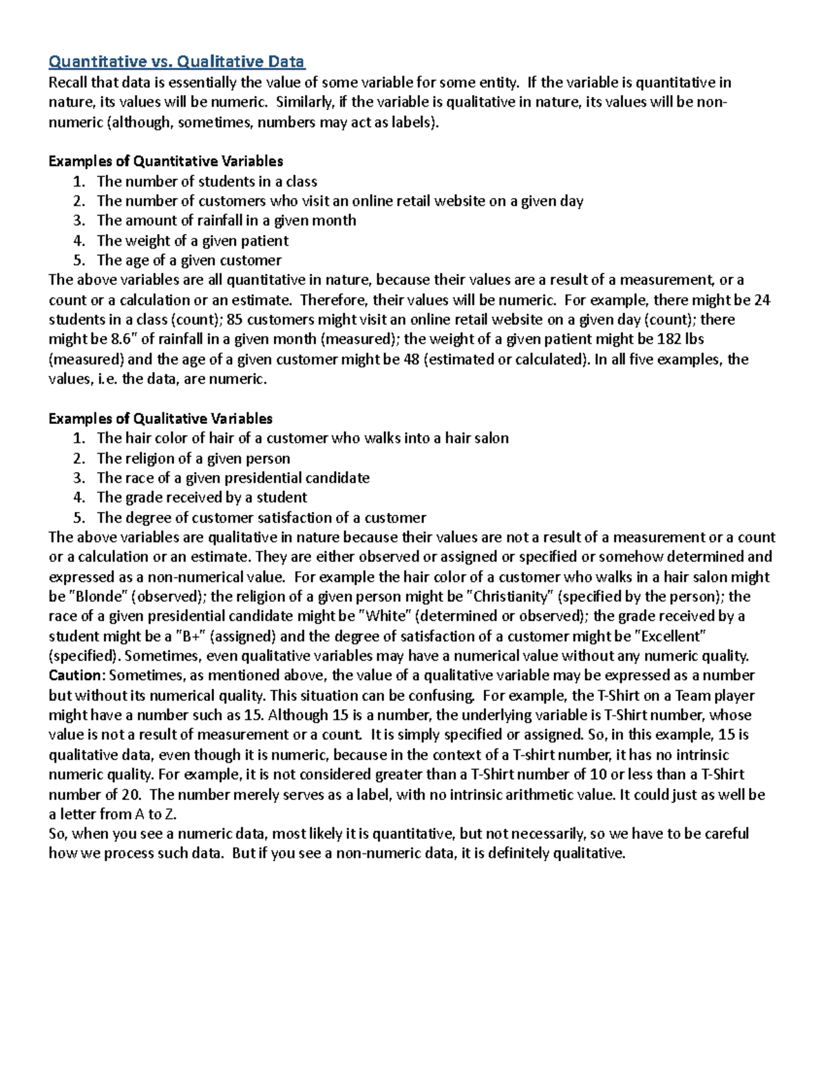Module 1: Quantitative and Qualitative Data Notes - Studocu