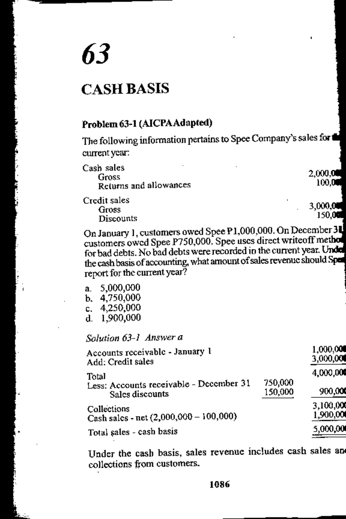 283698984 Prac 1 Cash Basis - 63 CASH BASIS Problem 63-1 (AICPAAdaPted ...
