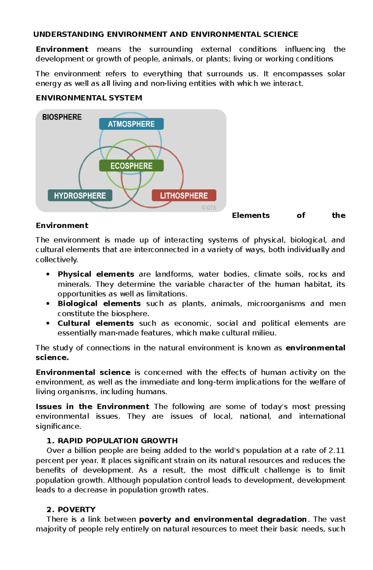 Understanding Environment and Environmental Science (ENV 101) - Studocu
