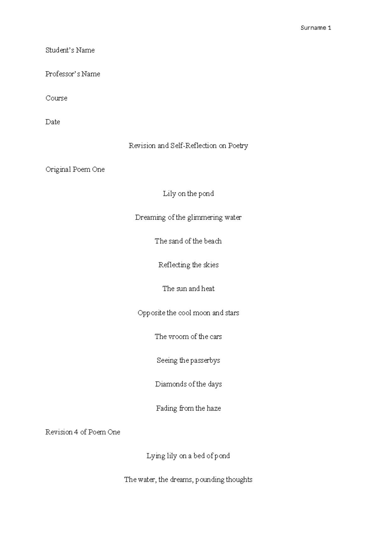 ENG 101: Poetry Analysis and Revisions of Original Poems - Studocu