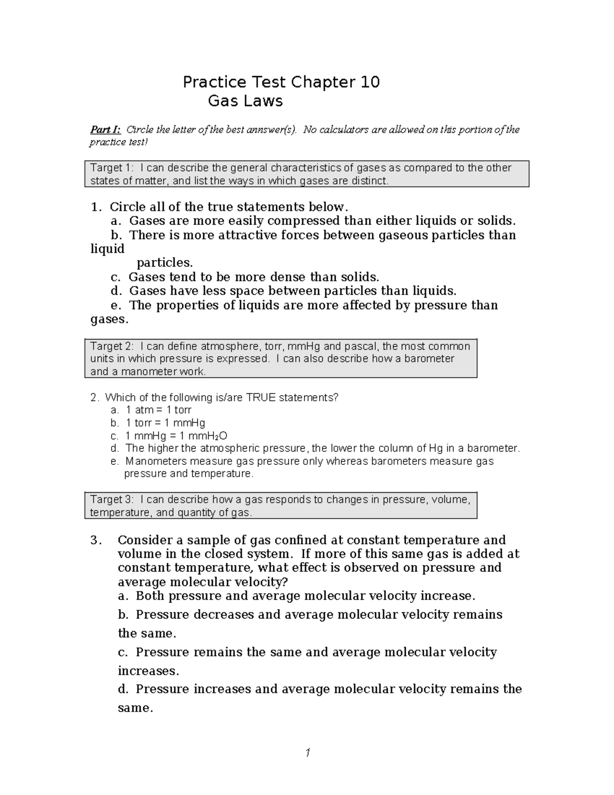 Ch 10 Gas Laws Practice Test - Detailed Review and Solutions - Studocu