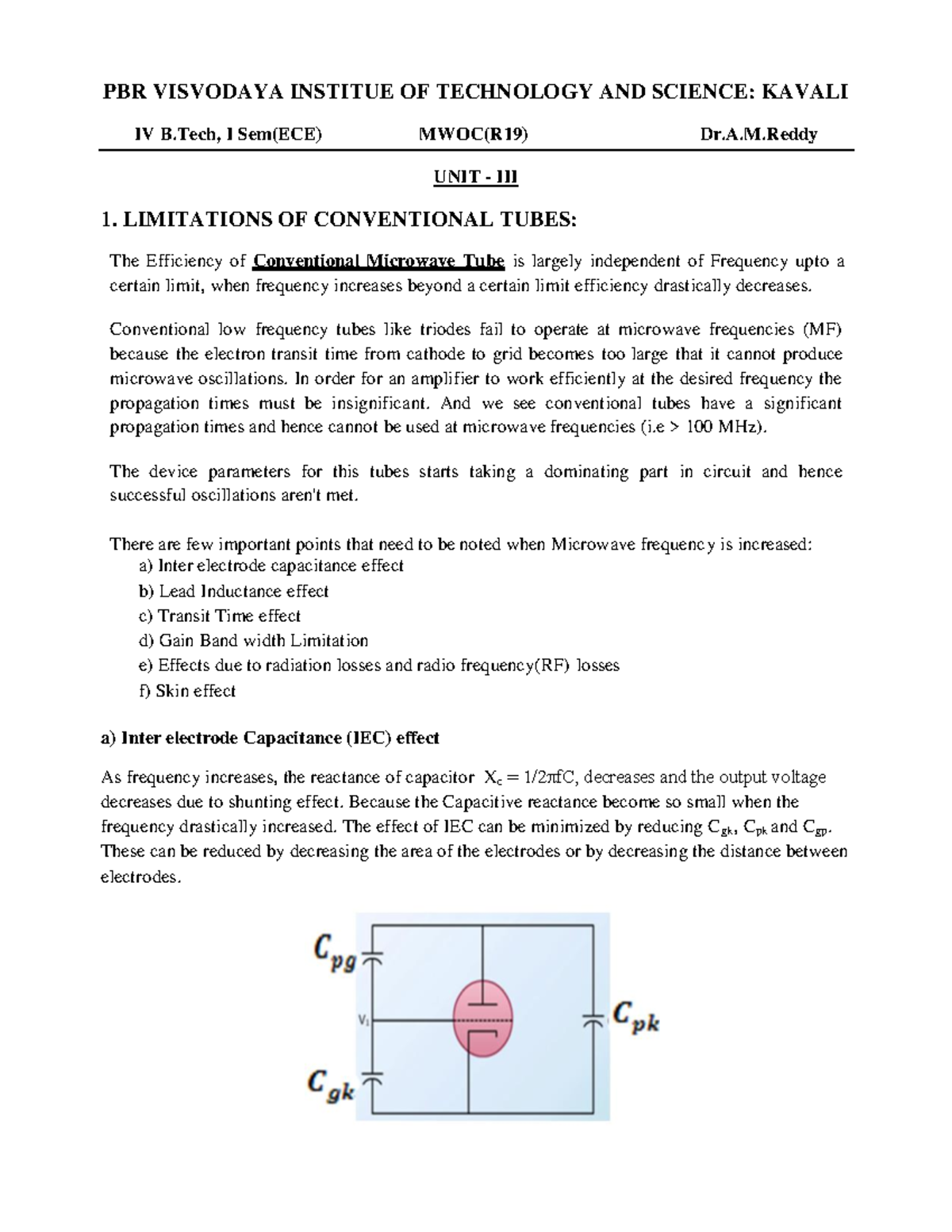 MWE Unit-3 Notes: Limitations of Conventional Tubes & Reflex Klystron ...