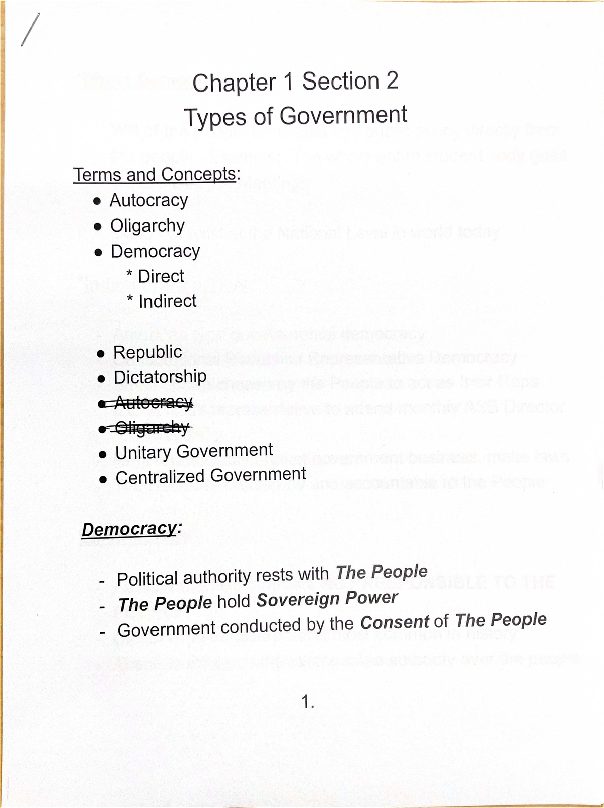 Ch. 1 Sec 2: Types of Government - Key Terms & Concepts - Studocu