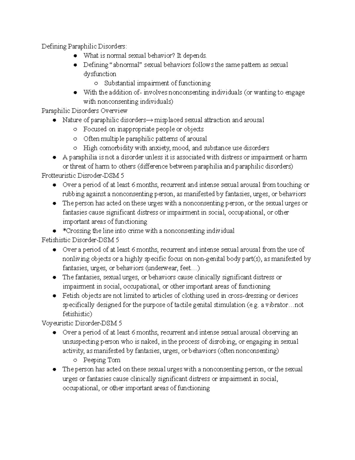Exam 3 Section 5: Overview of Paraphilic Disorders and Gender Dysphoria ...