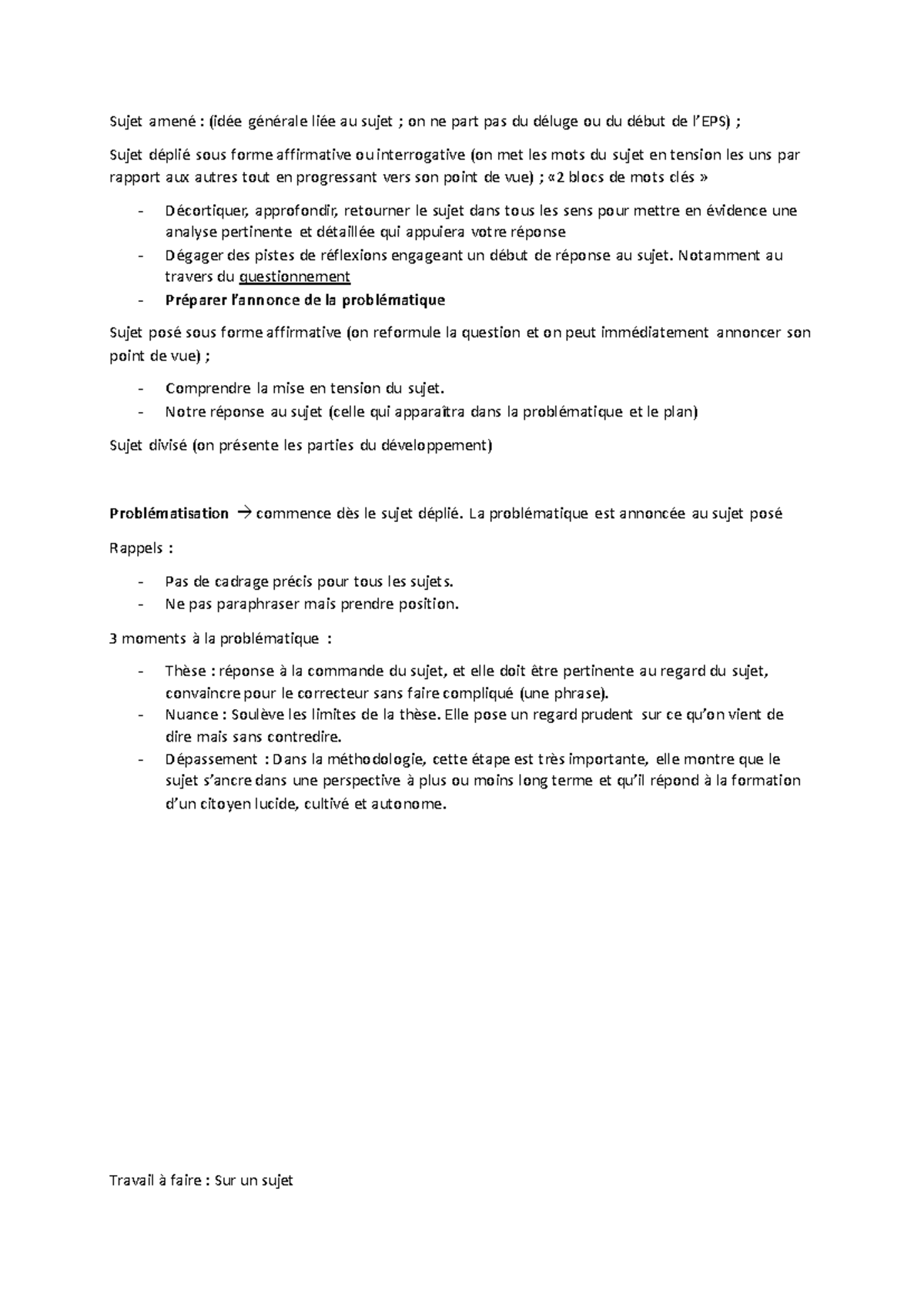 Problématisation entraînement questionnement problématique - Sujet ...