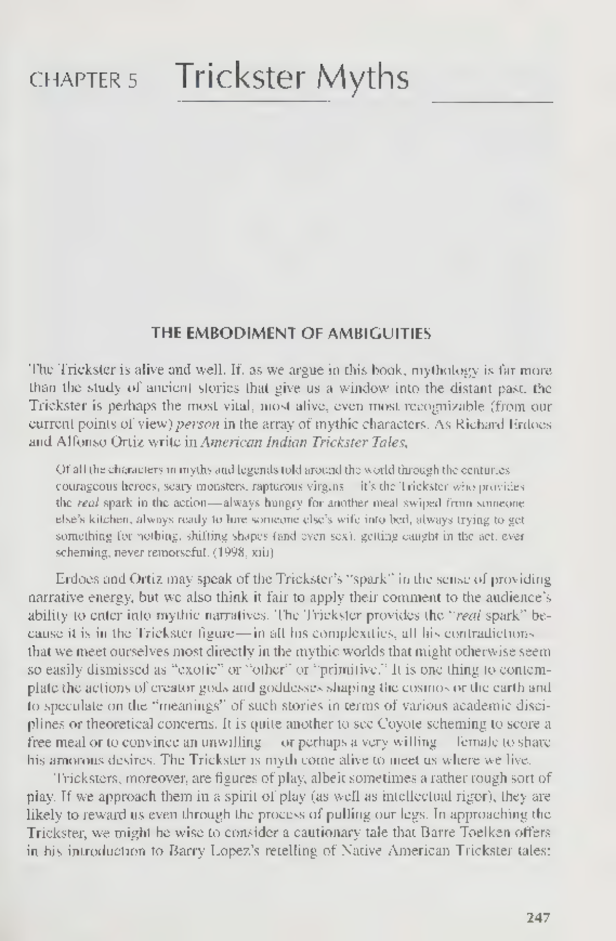 Chapter 5 - Exploring the Nature of Trickster Myths - Studocu