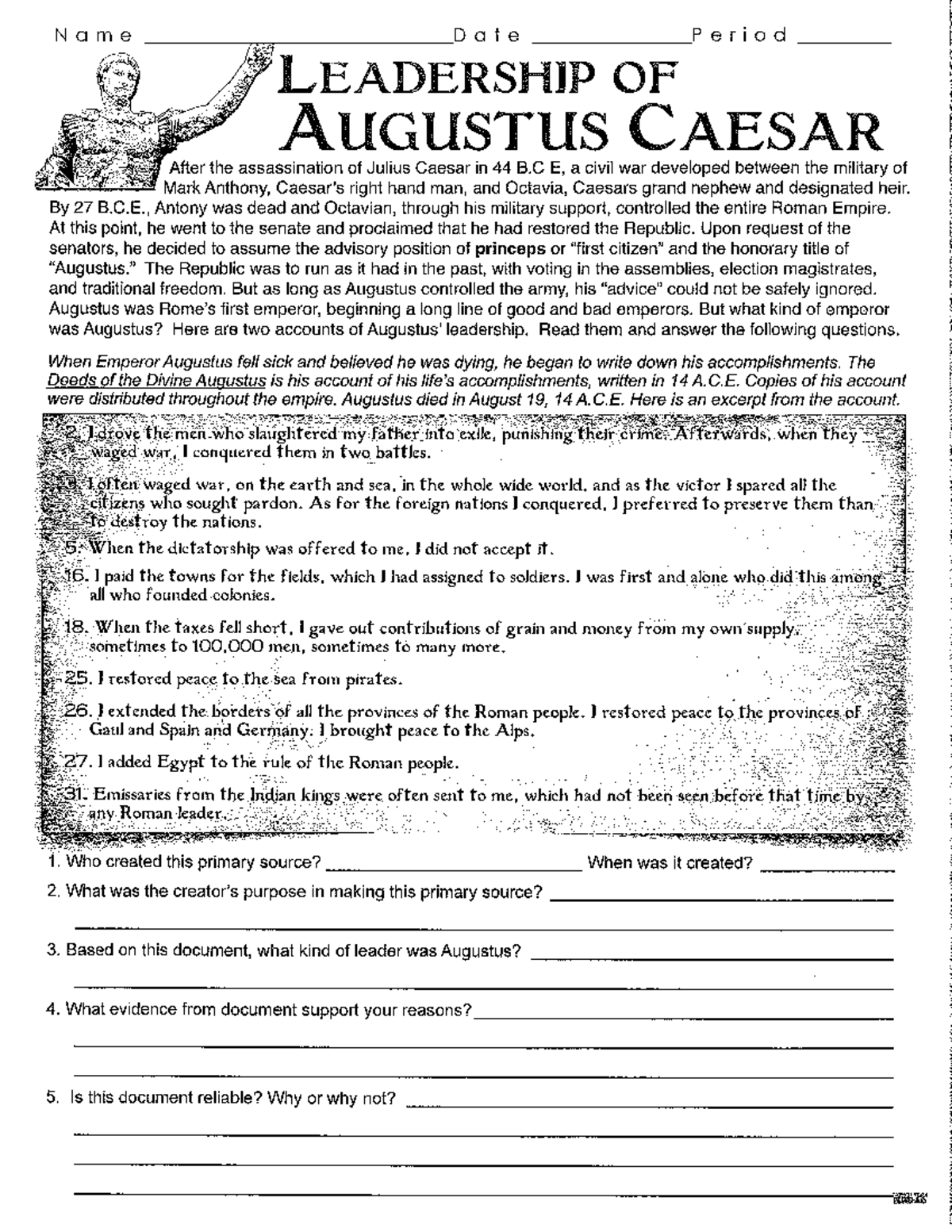 Augustus And His Smile Worksheet