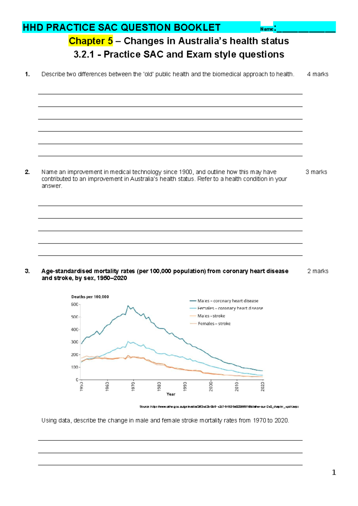 HHD 3.2.1 Practice SAC & Exam Qs: Health Status Changes & Promotion ...