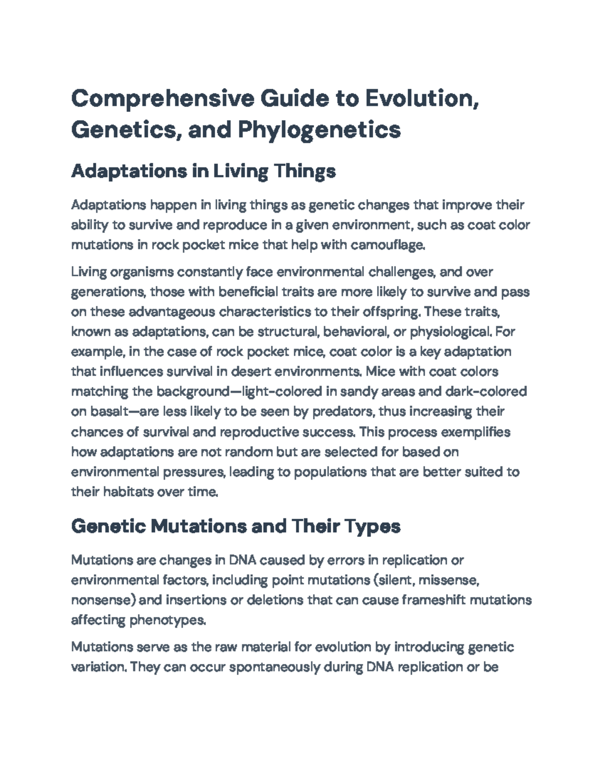 Comprehensive Guide to Genetics and Evolution: Key Concepts for Exam ...