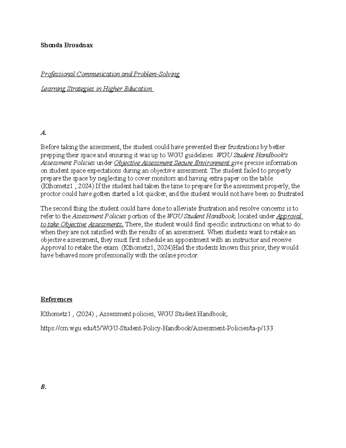 UXM3 Assignment Task 2: Effective Communication & Learning Strategies - Studocu