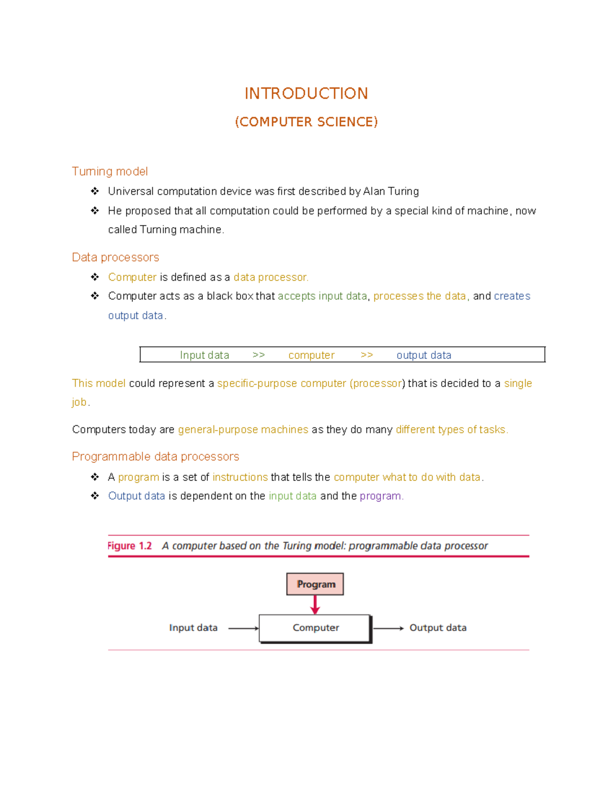 Chapter 1-my version - INTRODUCTION (COMPUTER SCIENCE) Turning model Universal computation ...