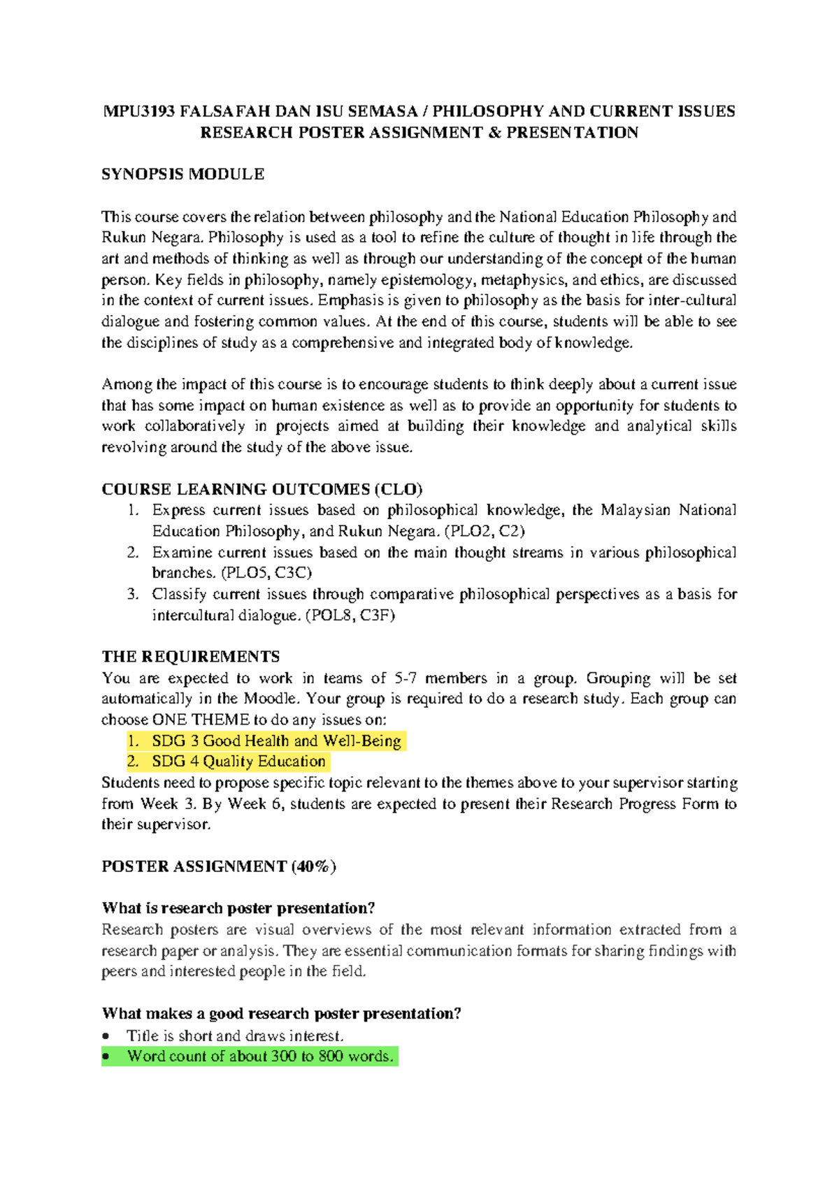 MPU3193 FIS Research Poster Presentation Guidelines for SDG Themes ...