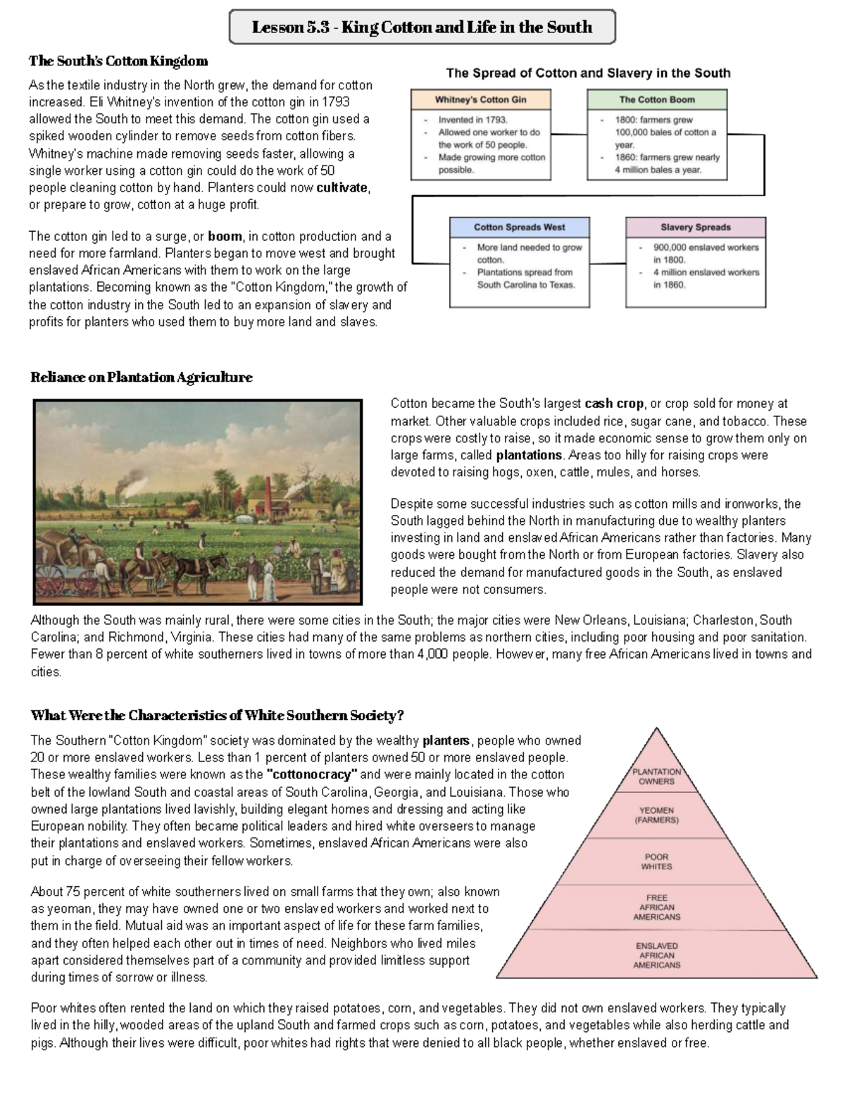 Life in the South: The Cotton Kingdom & Enslaved African Americans ...