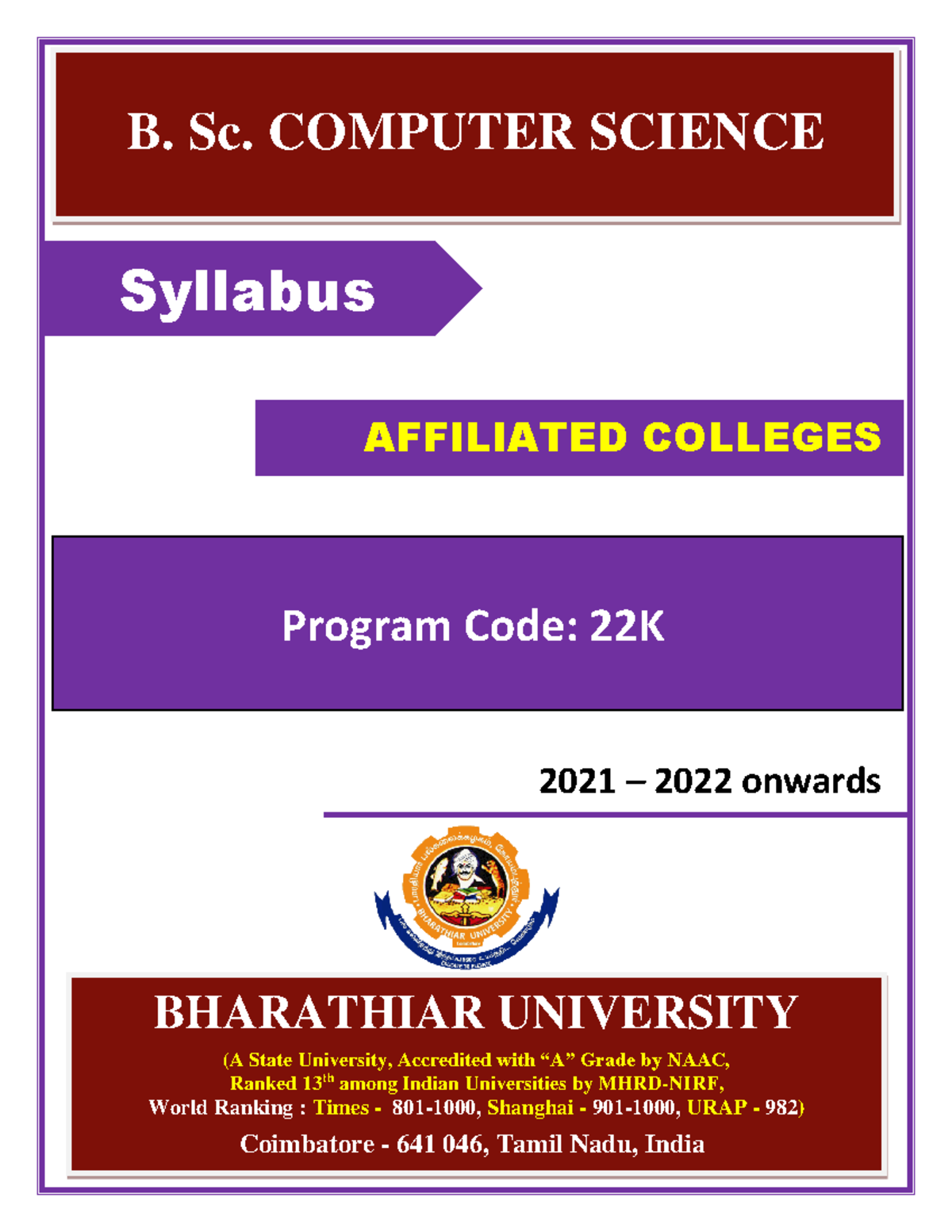 B. Sc. CS - 2021-2022 Syllabus Overview for Core Courses - Studocu