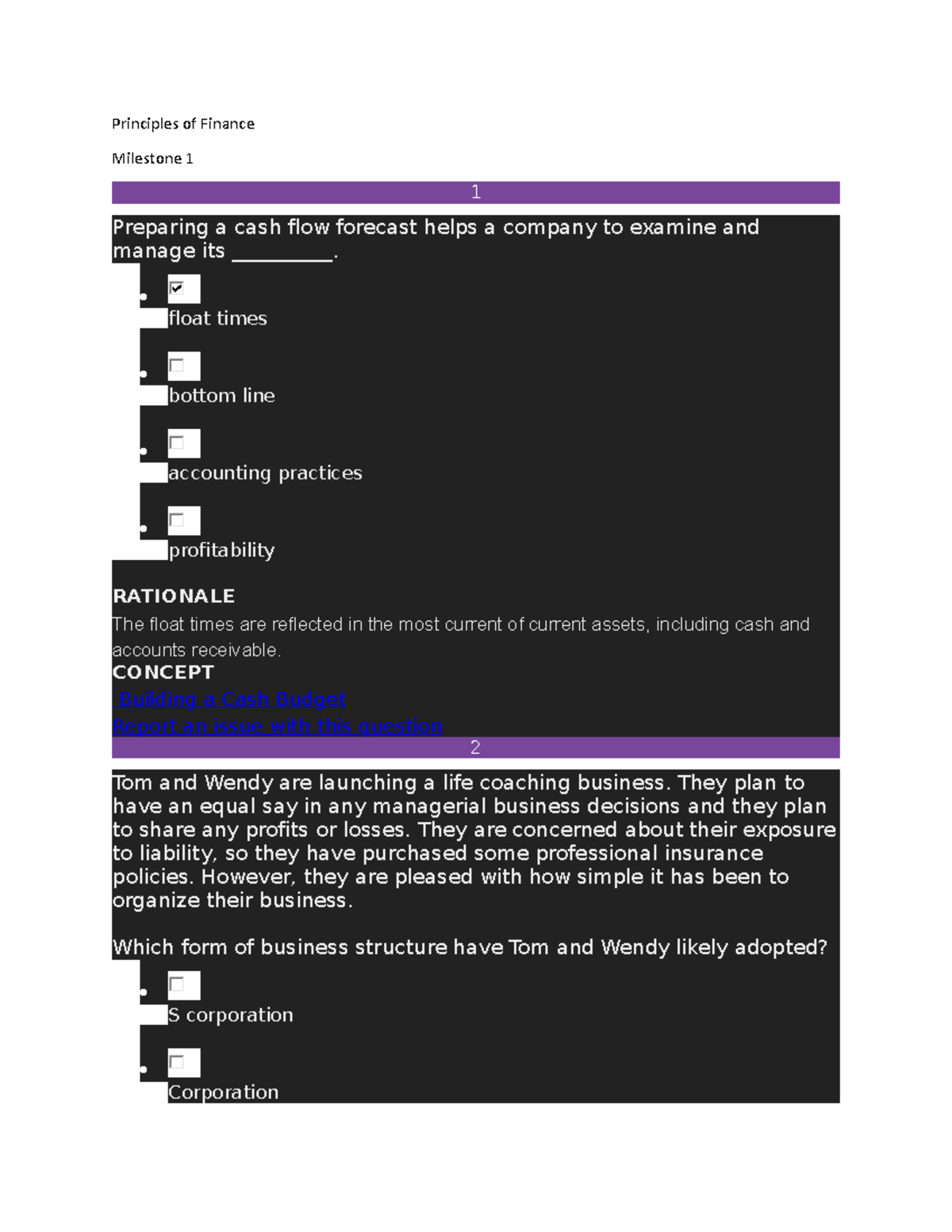 Principles of Finance Milestone 1 Study Guide and Review - Studocu