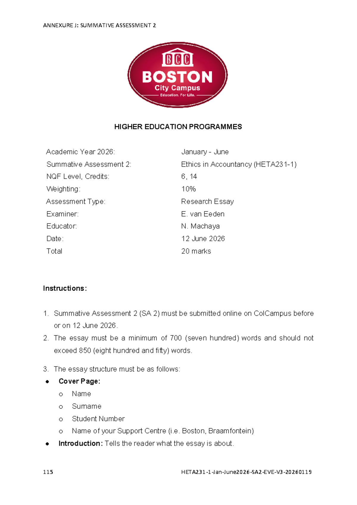 J. HETA231-1: Summative Assessment 2 - Ethics in Accountancy Essay ...