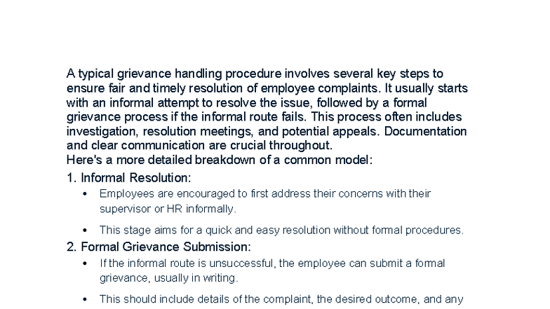 Grievance Handling Procedure: Key Steps for Fair Resolution - Studocu