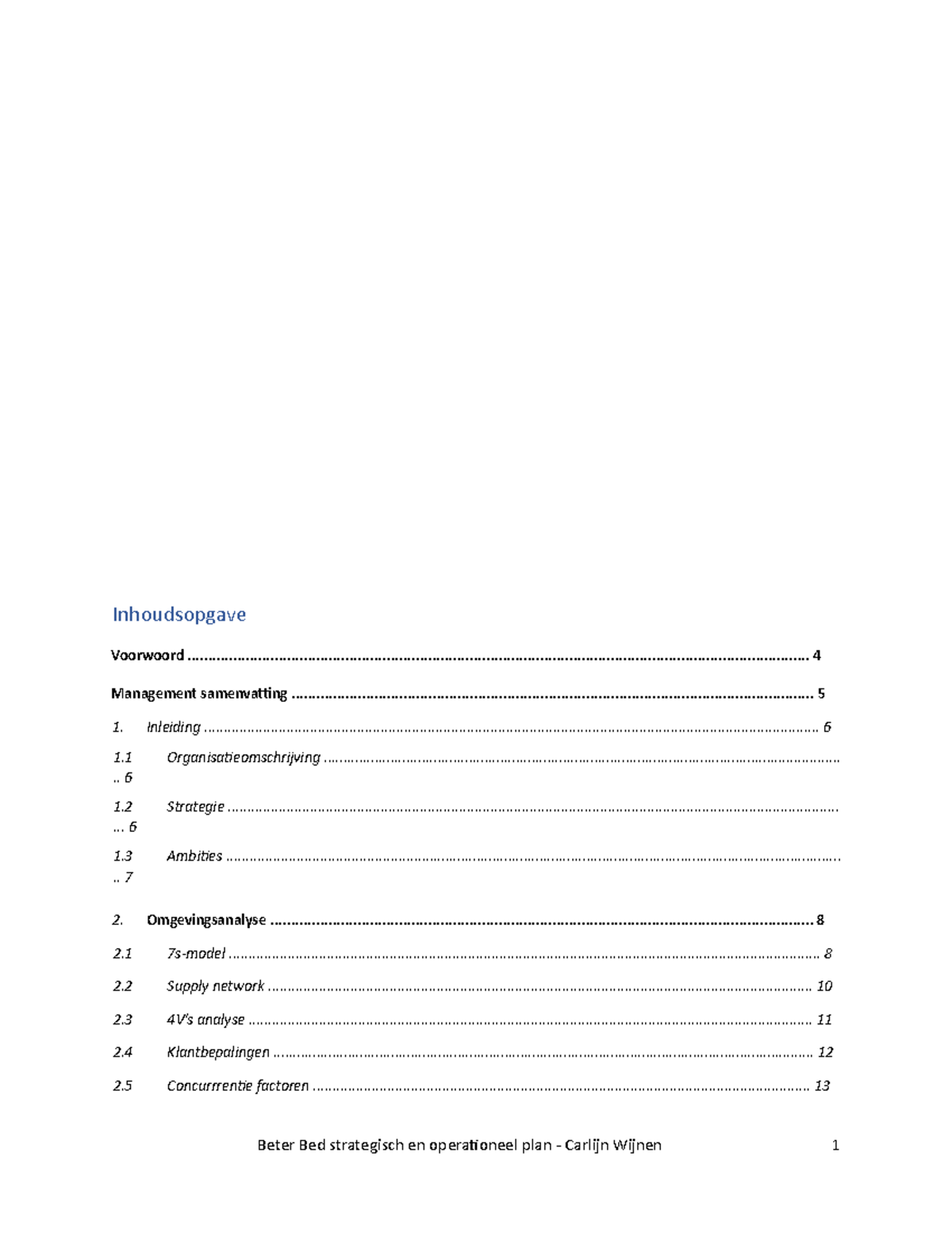 Strategisch en Operationeel Plan voor Beter Bed: Innovatie en Groei ...