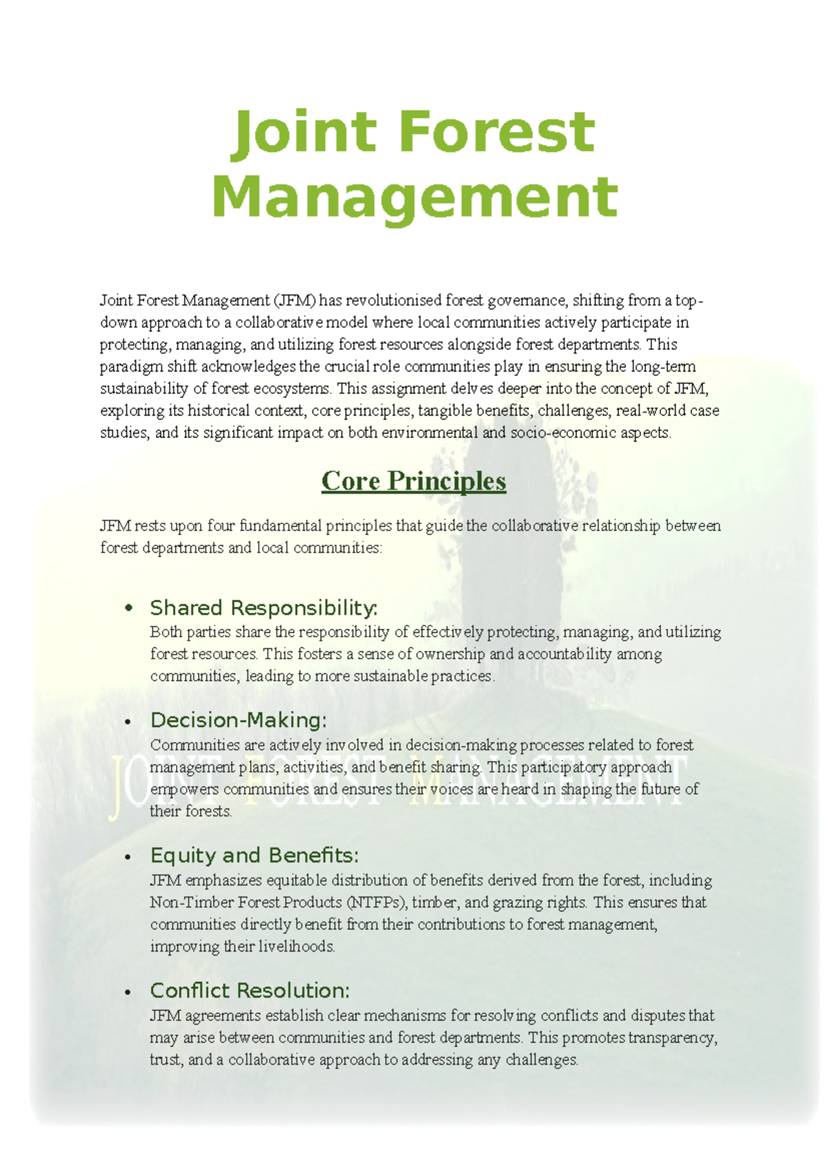 Joint Forest Management-EVS - Joint Forest Management Joint Forest ...