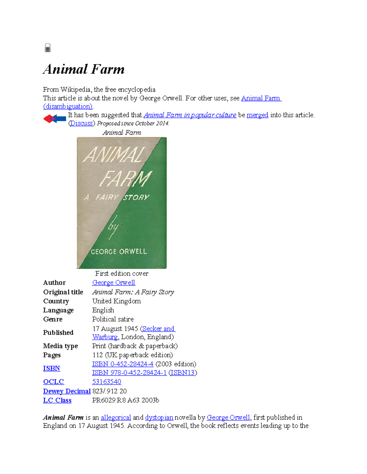 Animal Farm (ENG 101): Comprehensive Summary and Analysis - Studocu