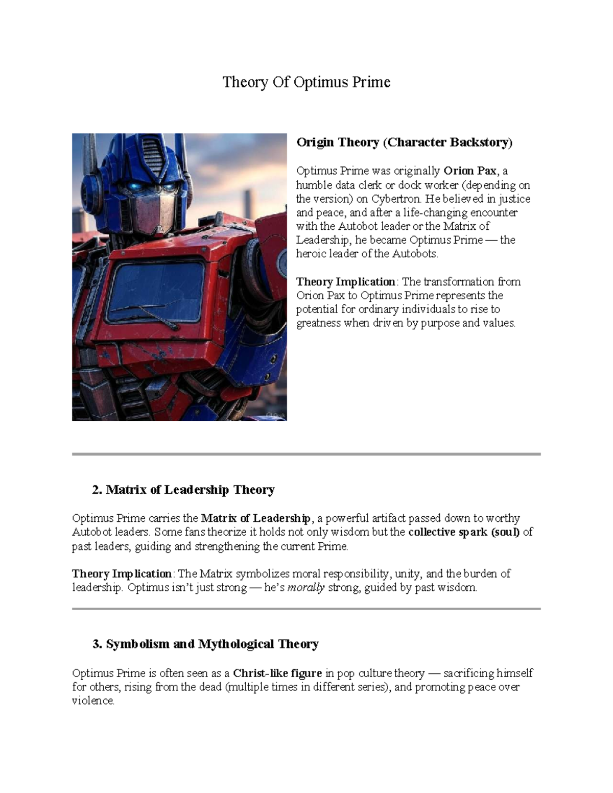 Theory of Optimus Prime: Origins, Leadership, and Symbolism Analysis ...