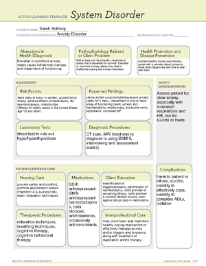 Coagulation System Disorder - ACTIVE LEARNING TEMPLATES System Disorder ...