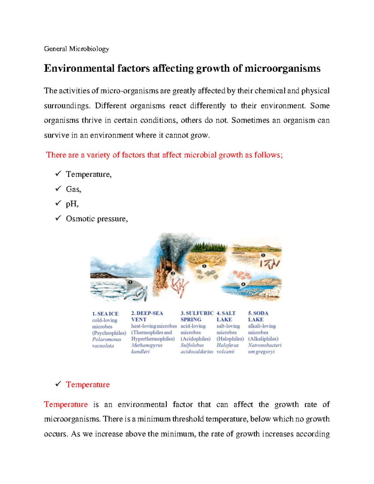 General Microbiology: Env. Factors Influencing Microbial Growth - Studocu