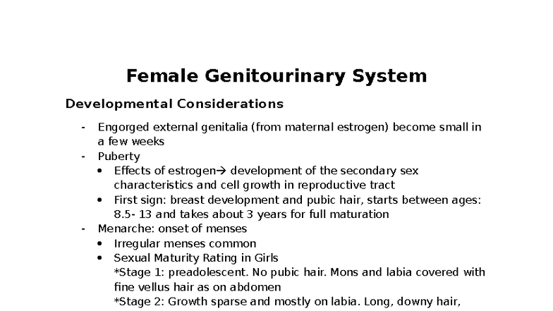 Female Genitourinary System: Development, Puberty, and Aging Insights ...