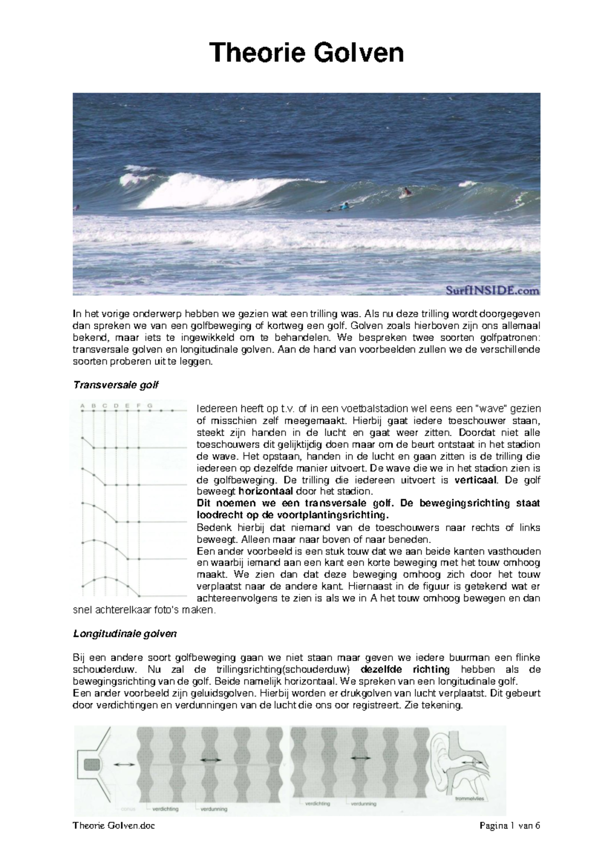 Theorie Golven: Transversale en Longitudinale Golven Uitleg - Studeersnel