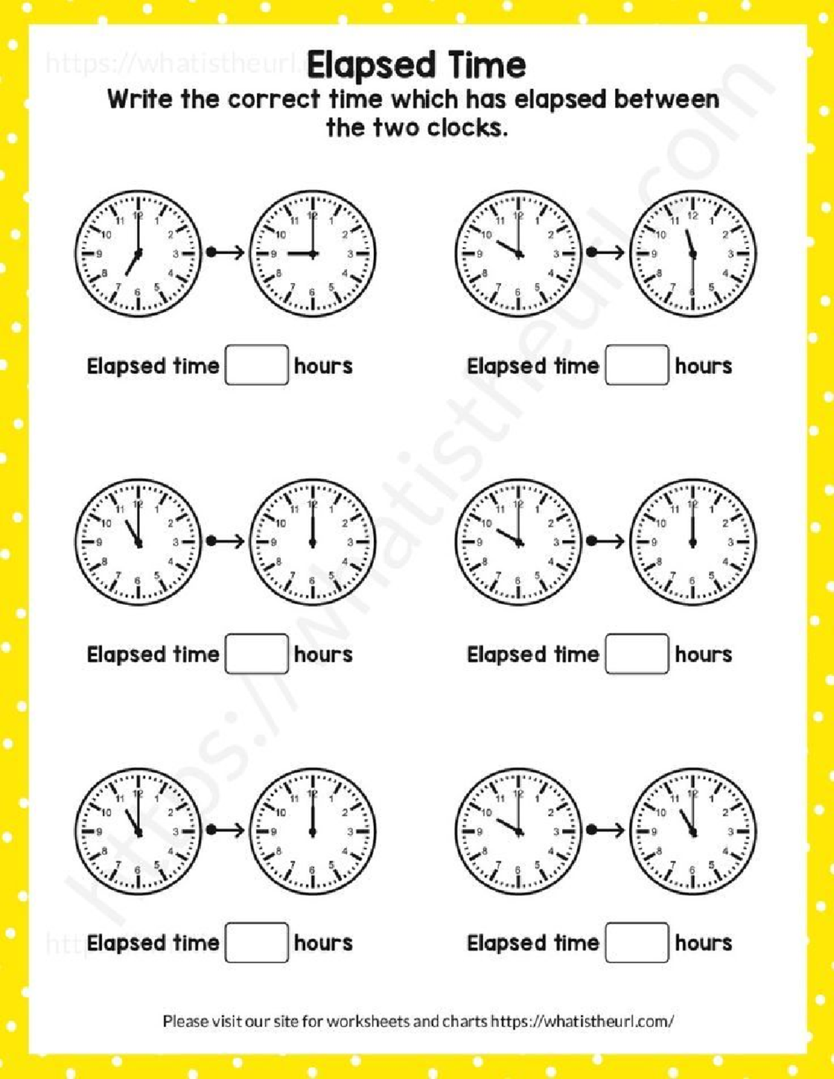 MATH 2 - worksheet - Calaba Elementary School - Elapsed Time Write the ...