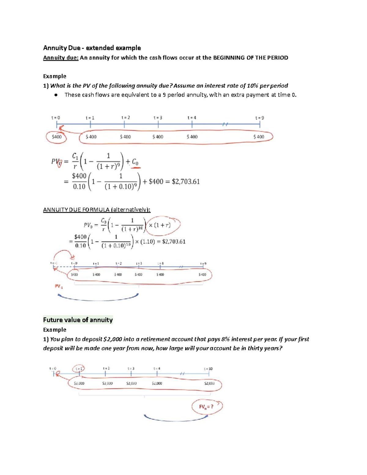 Annuity Due Extended Example: Understanding Cash Flows and PV - Studocu