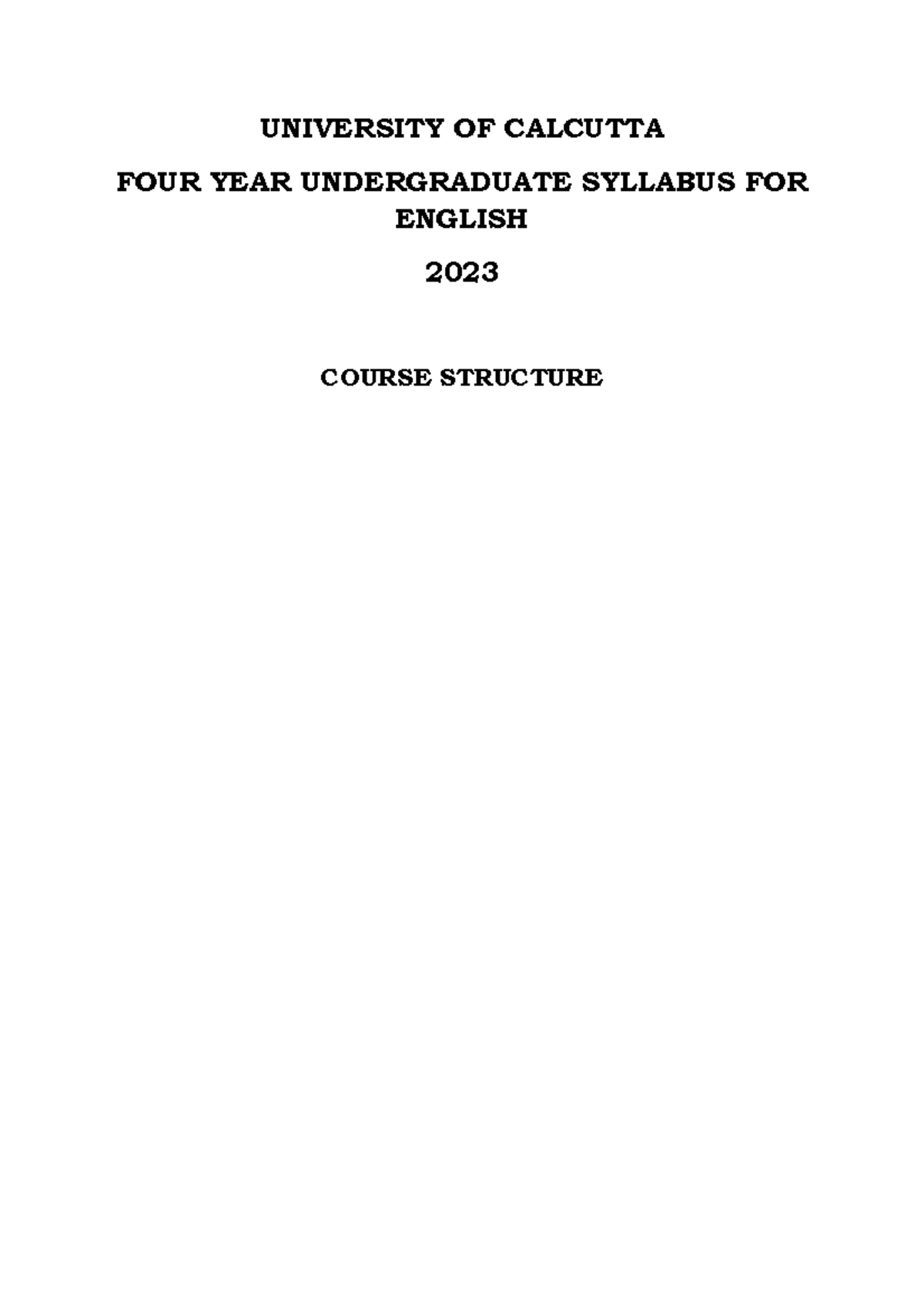 CU UG NEP English Syllabus Overview and Course Structure 2023 - Studocu