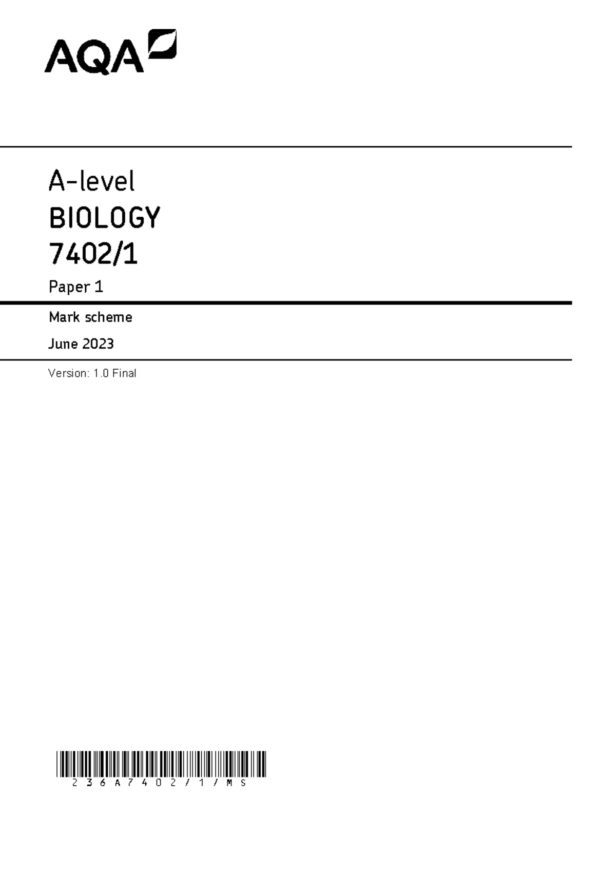 A-level Biology Paper 3 Exam - June 19, 2024 - Studocu