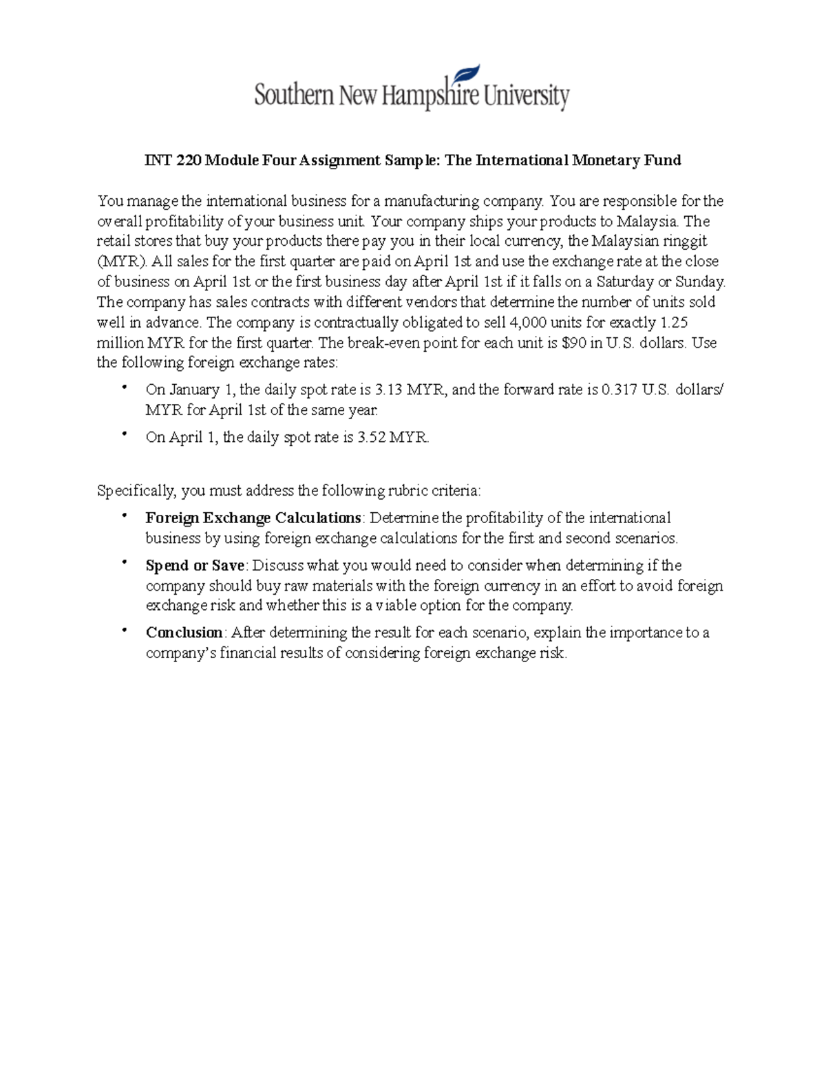 INT 220 Module 4 Assignment: Analyzing Foreign Exchange Impact on ...