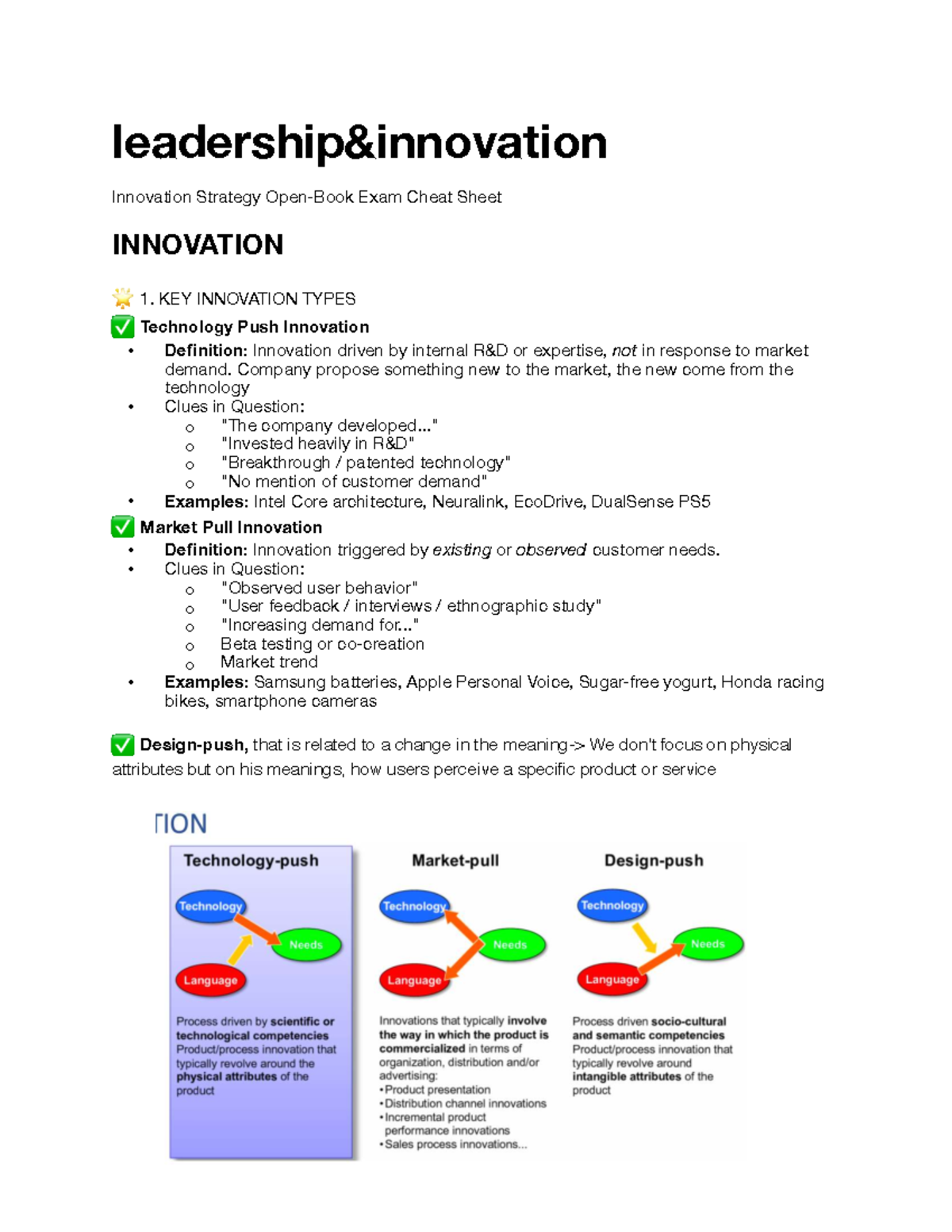 Innovation Strategy Exam Cheat Sheet - LI Exam Notes Summary - Studocu