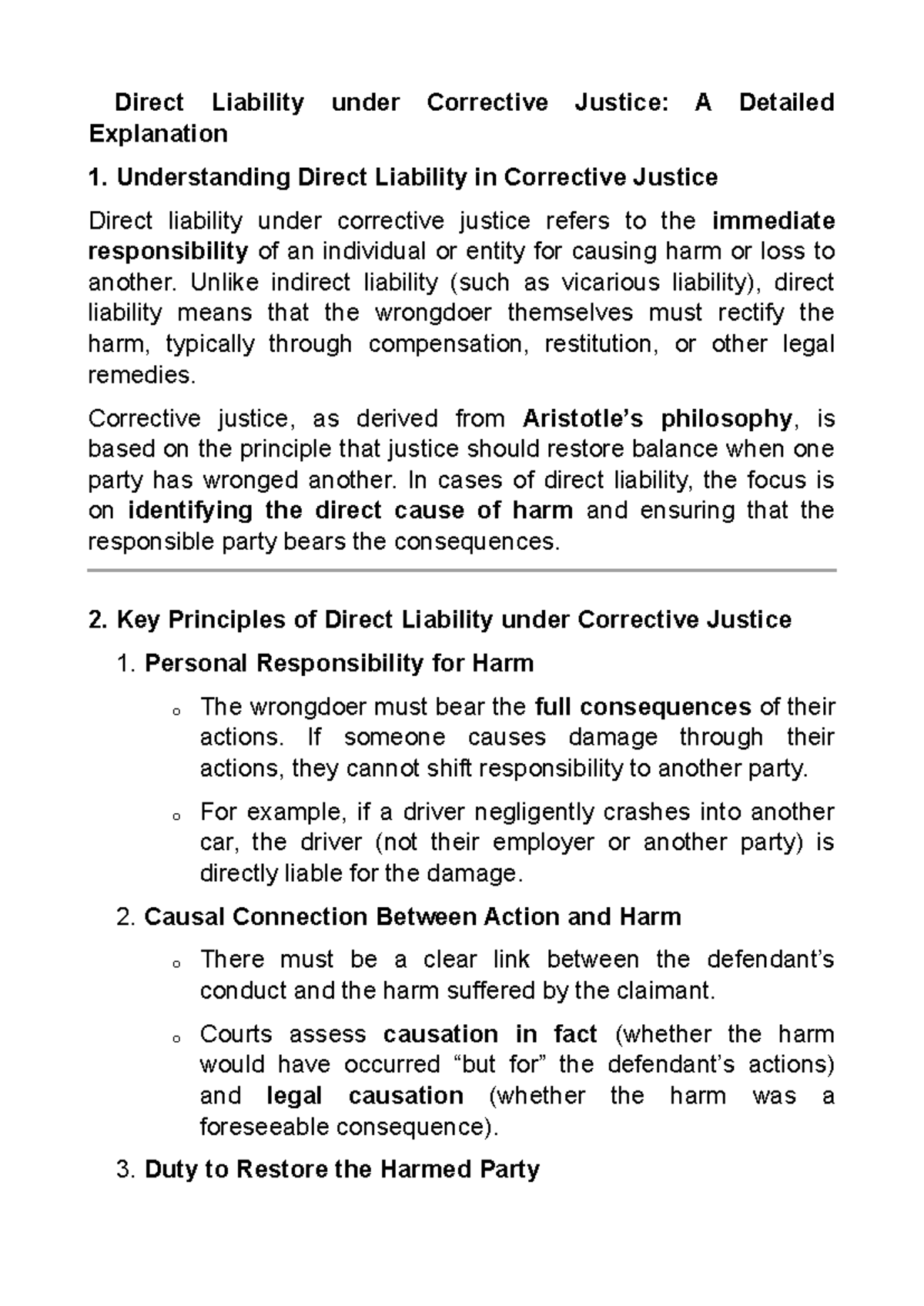 Direct Liability in Corrective Justice: Key Principles & Applications ...