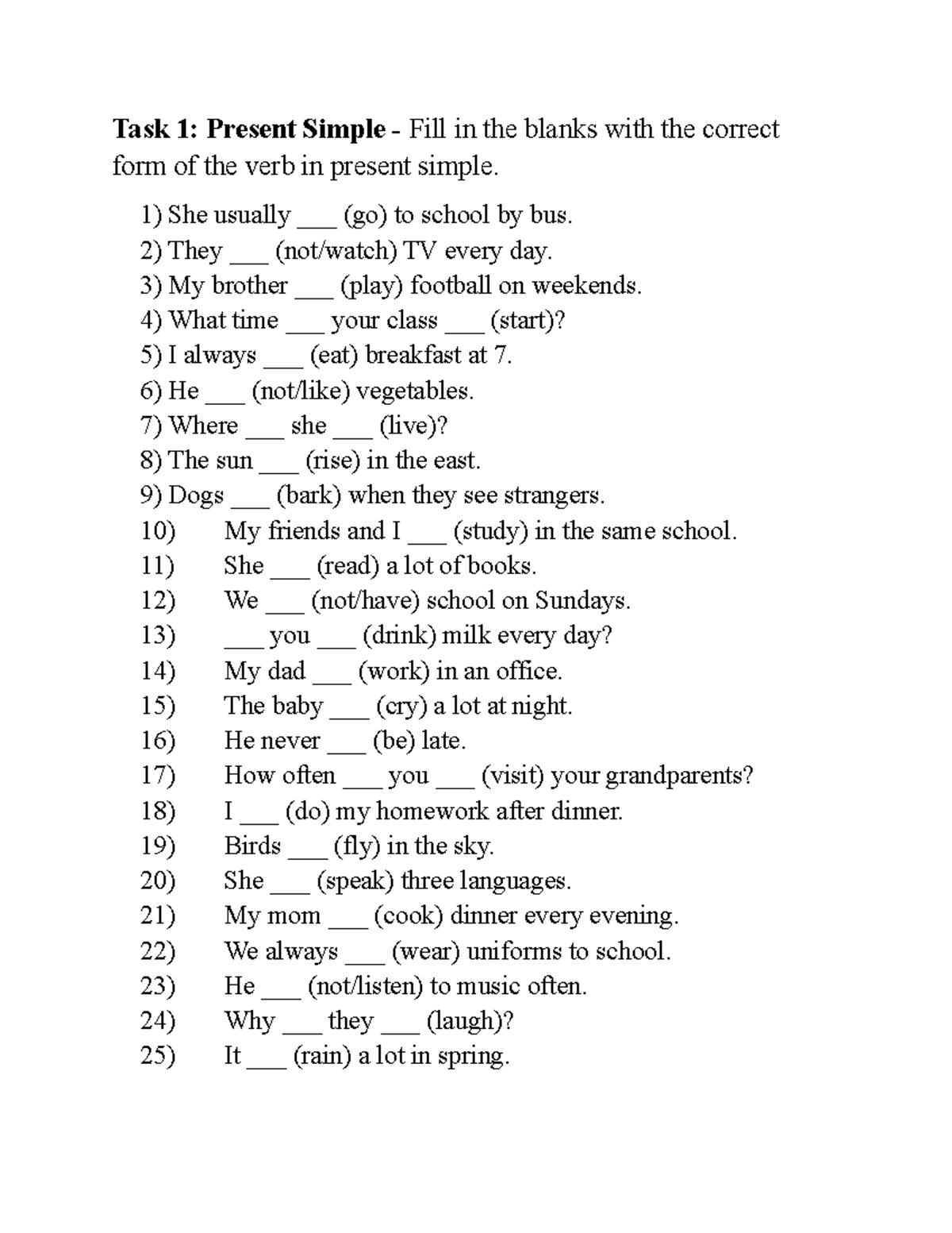 Task 11: Present Tenses Practice for IELTS Preparation - Studocu