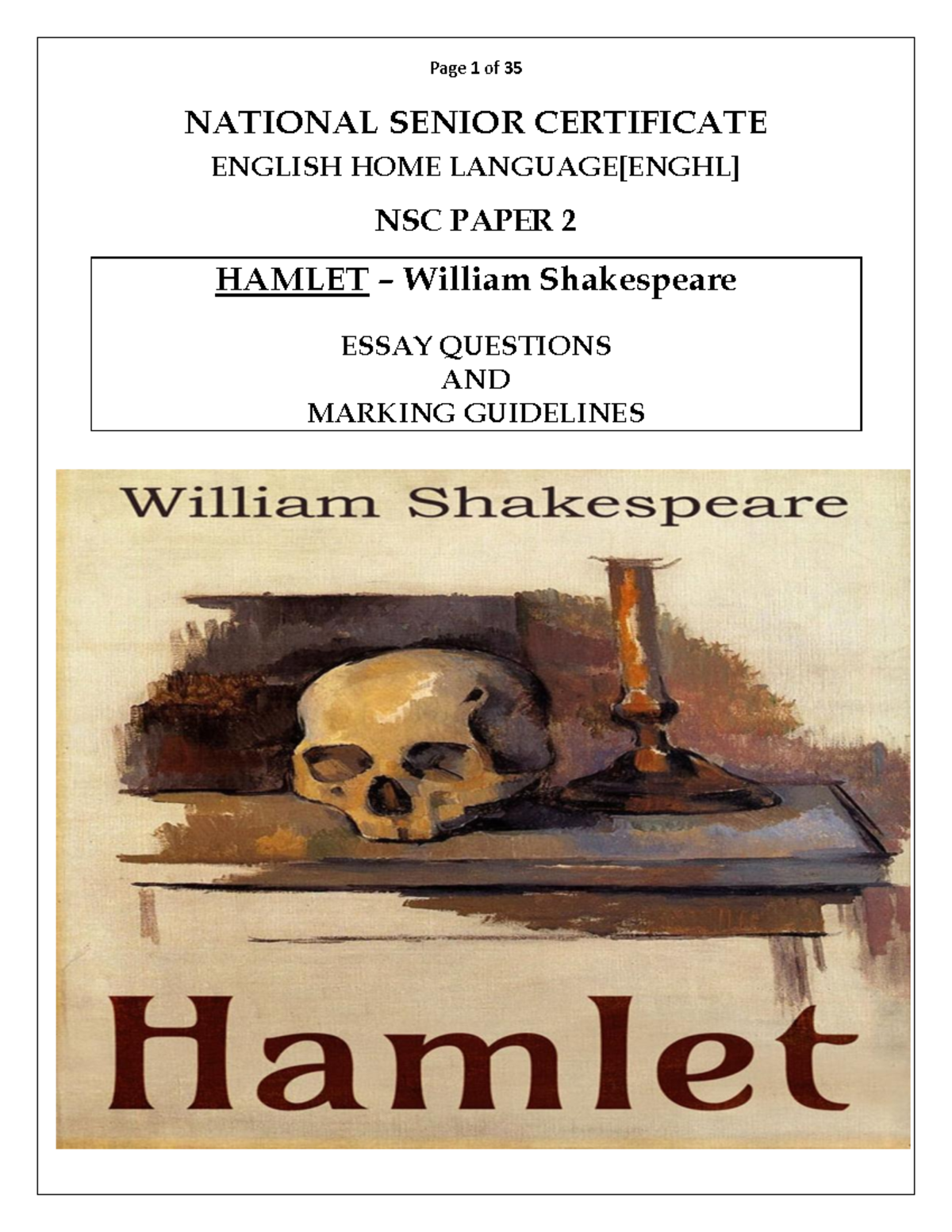 ENGHL 12 Hamlet Essay Questions & Marking Guidelines (2025) - Studocu