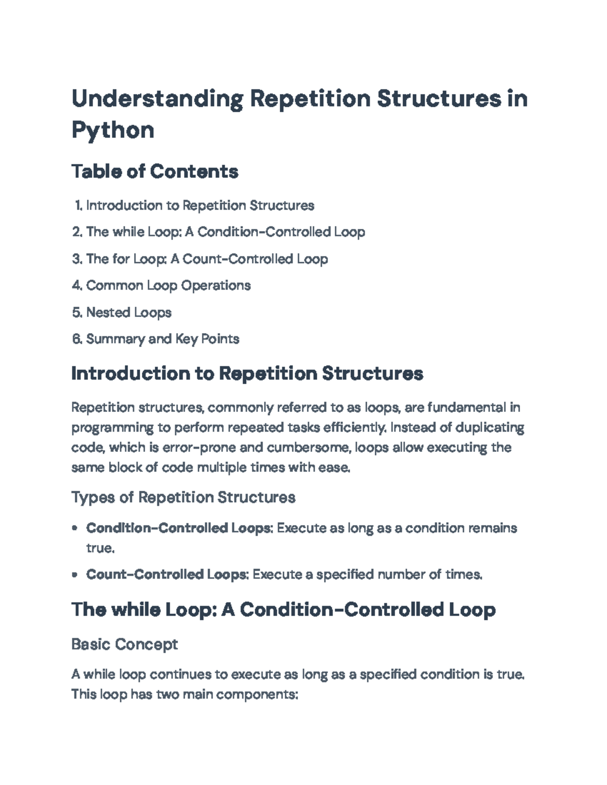 Understanding Repetition Structures in Python: Loops Overview and ...