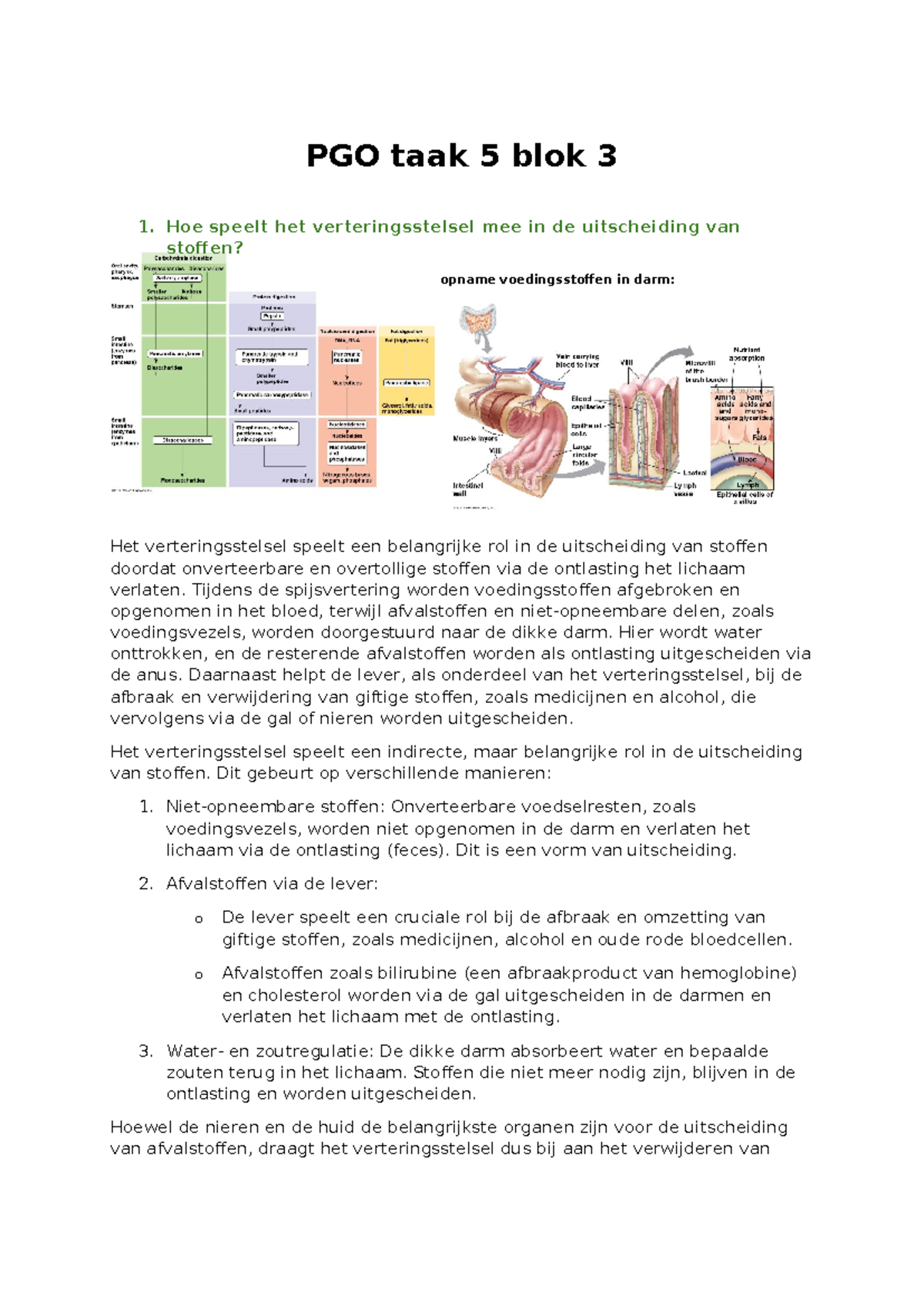 PGO Taak 5 Blok 3: Uitscheiding van Stoffen en de Rol van Organen ...
