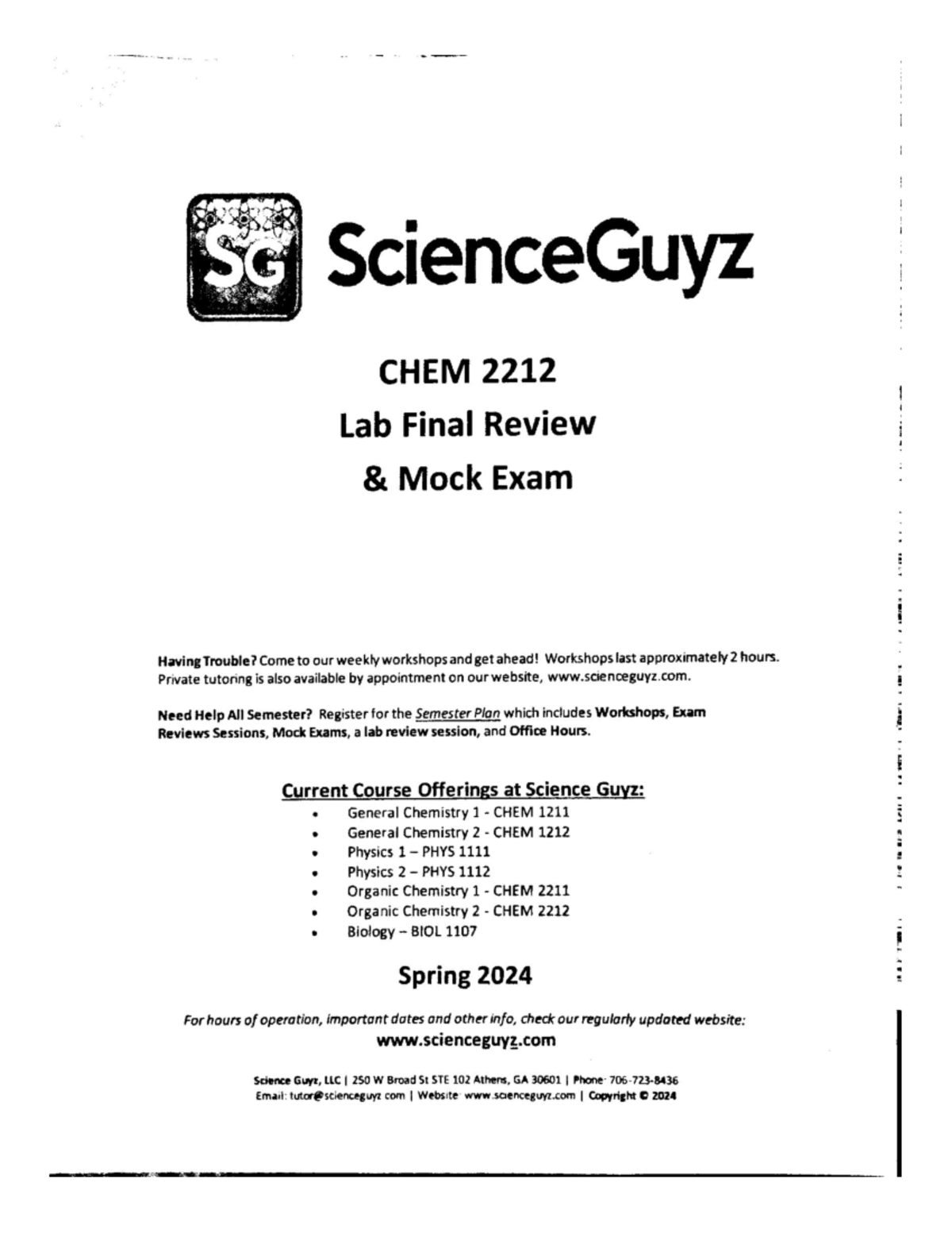 Lab Practical&Mock - Lab Final Exam - CHEM 2212L - funnel M & (e. g ...