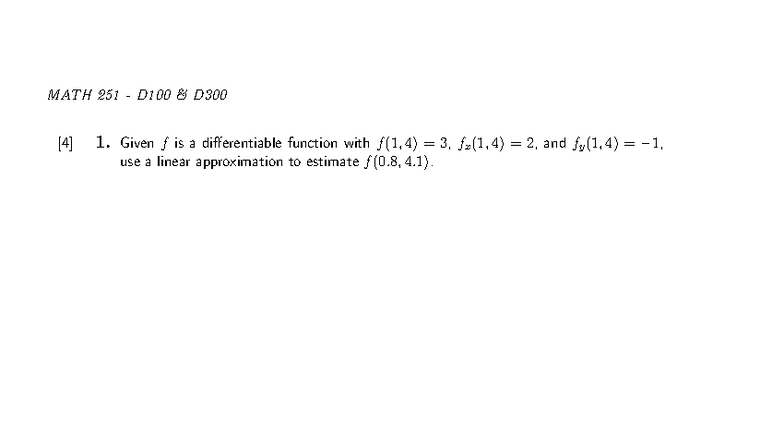 MATH 251 D100 D300 Midterm 2 Practice Problems and Solutions - Studocu